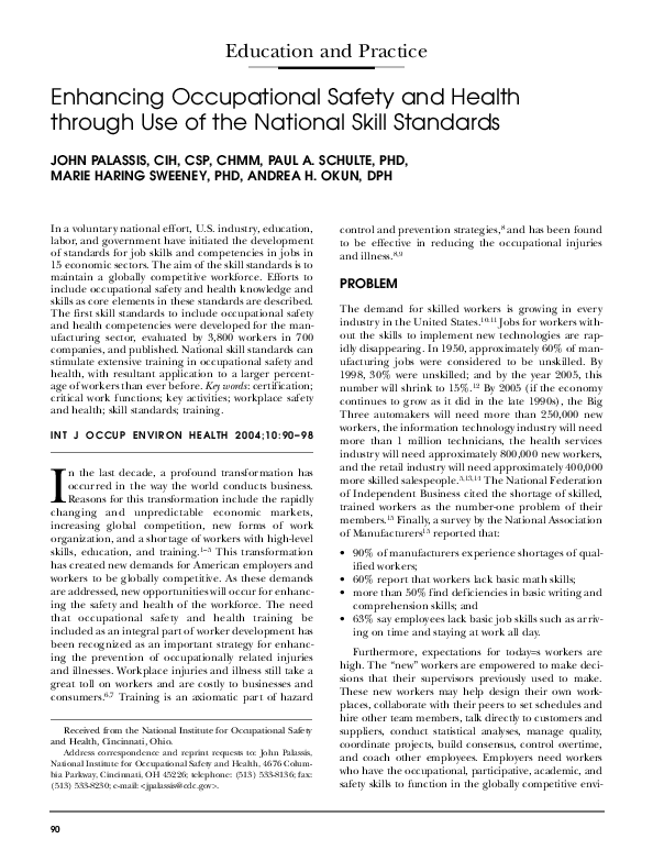 (PDF) Enhancing occupational safety and health through use of the ...