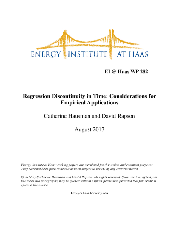 (PDF) Regression Discontinuity in Time: Considerations for Empirical Applications