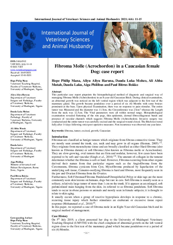 (PDF) Fibroma Molle (Acrochordon) in a Caucasian female Dog: case report