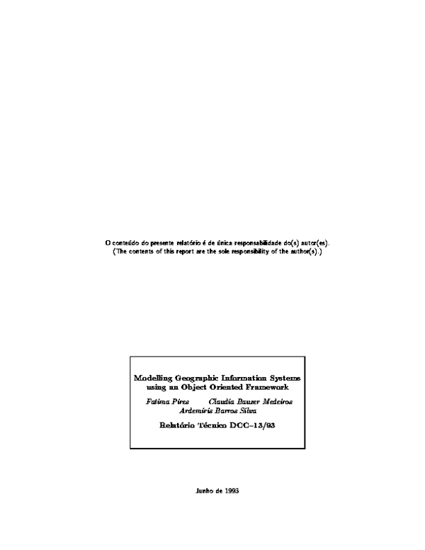 Pdf Modelling Geographic Information Systems Using An Object Oriented Framework