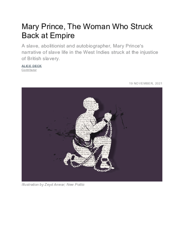 (DOC) Mary Prince, The Woman Who Struck Back at Empire