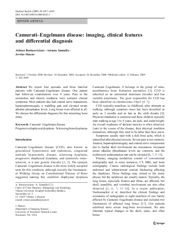 (PDF) Camurati–Engelmann disease: imaging, clinical features and ...