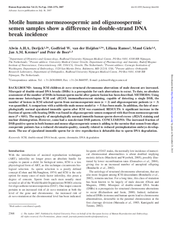 (PDF) Motile human normozoospermic and oligozoospermic semen samples ...