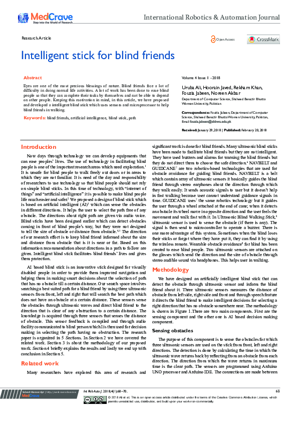 (PDF) Intelligent Stick for Blind Friends