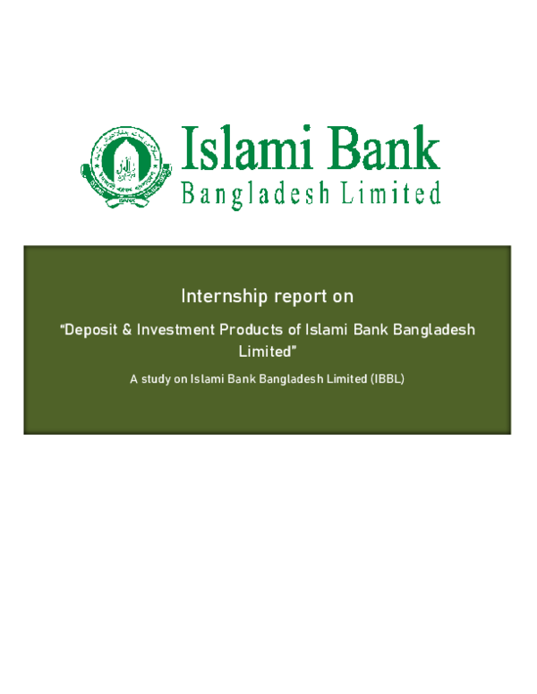(PDF) Overview of IBBL Deposit & Investment Products