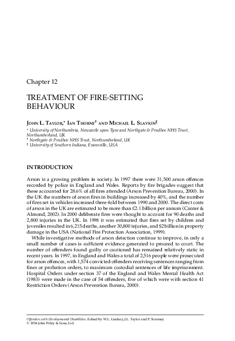 (PDF) Treatment of Fire-Setting Behaviour