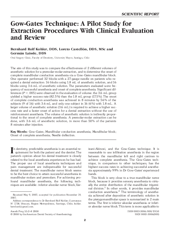 (PDF) Gow-Gates Technique: A Pilot Study for Extraction Procedures With ...
