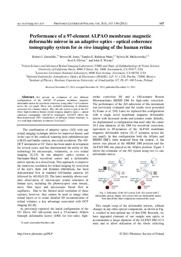 (PDF) Performance of a 97-element ALPAO membrane magnetic deformable ...