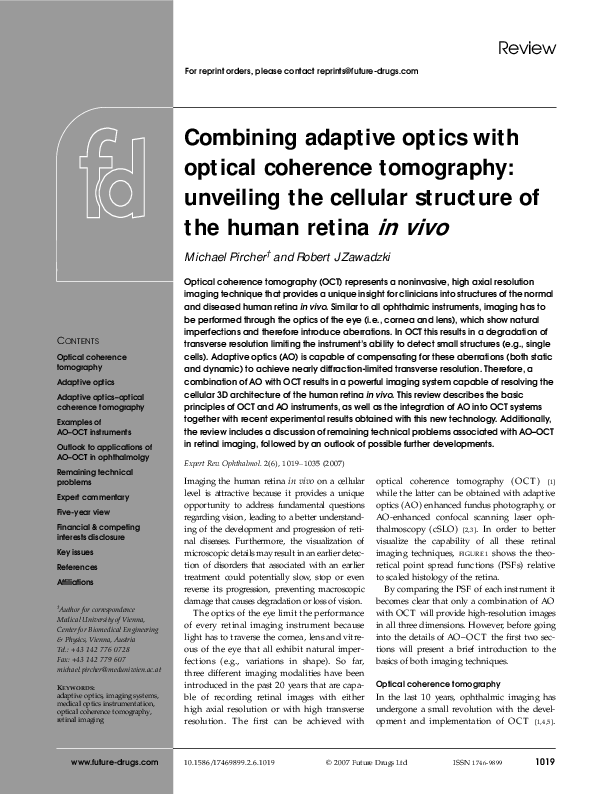 (PDF) Combining adaptive optics with optical coherence tomography ...