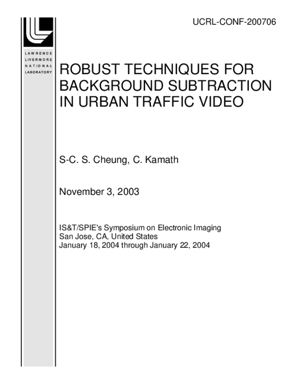 Pdf Robust Techniques For Background Subtraction In Urban Traffic Video 