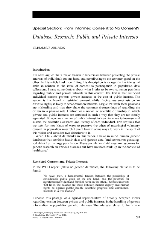 (PDF) Database Research: Public and Private Interests