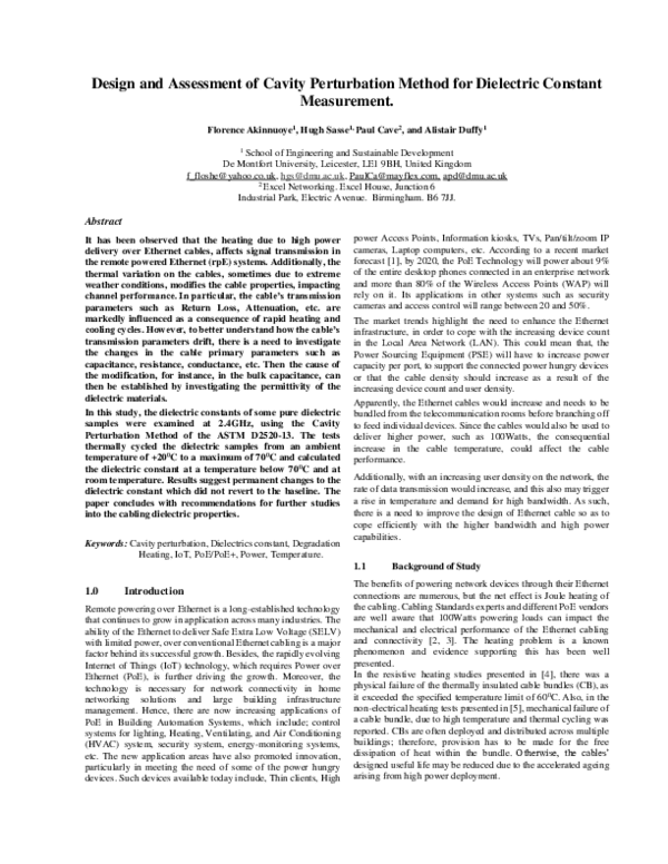 (PDF) Design and Assessment of Cavity Perturbation Method for ...