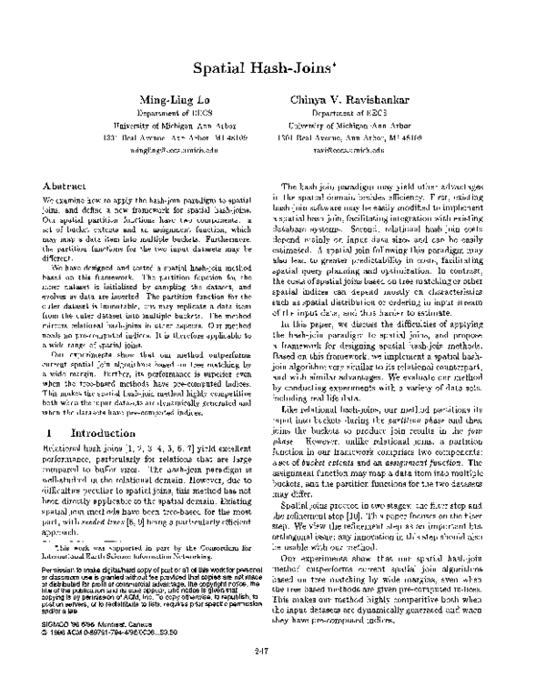 (PDF) Spatial hash-joins