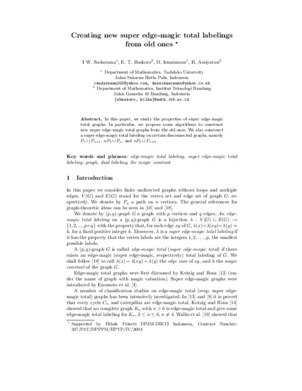 (PDF) Creating new super edge-magic total labelings from old ones