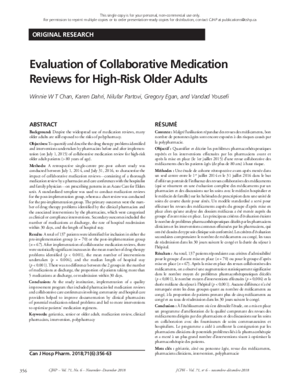 (PDF) Evaluation of Collaborative Medication Reviews for High-Risk ...