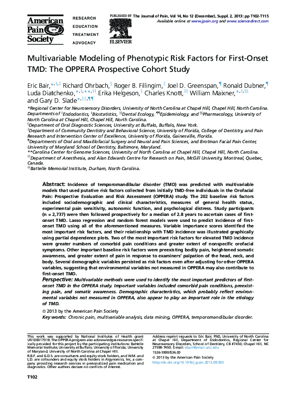 (PDF) Multivariable Modeling of Phenotypic Risk Factors for First-Onset ...