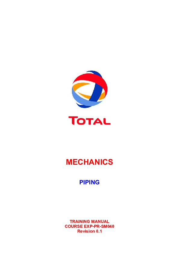 (PDF) MECHANICAL PIPING TRAINING MANUAL COURSE - TOTAL