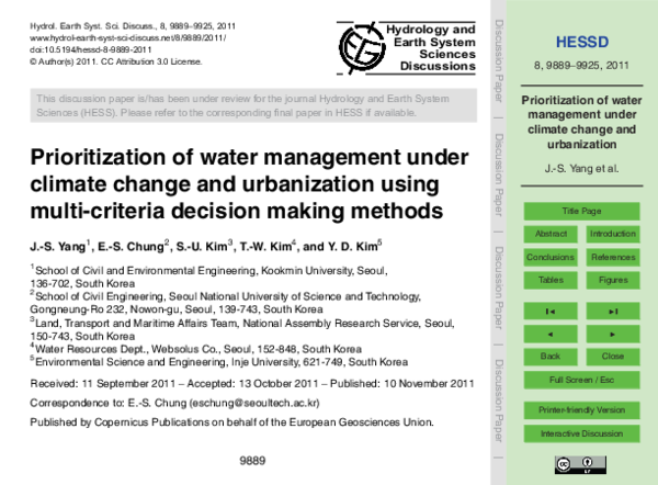 (PDF) Prioritization of water management under climate change and ...