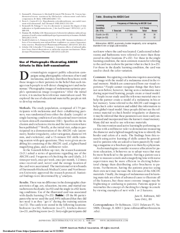 (PDF) Use of photographs illustrating ABCDE criteria in skin self ...