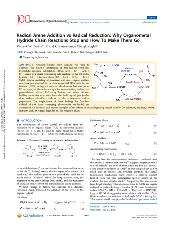 (PDF) Radical Arene Addition vs Radical Reduction: Why Organometal ...
