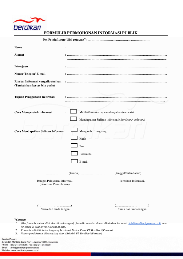 (PDF) FORMULIR PERMOHONAN INFORMASI PUBLIK
