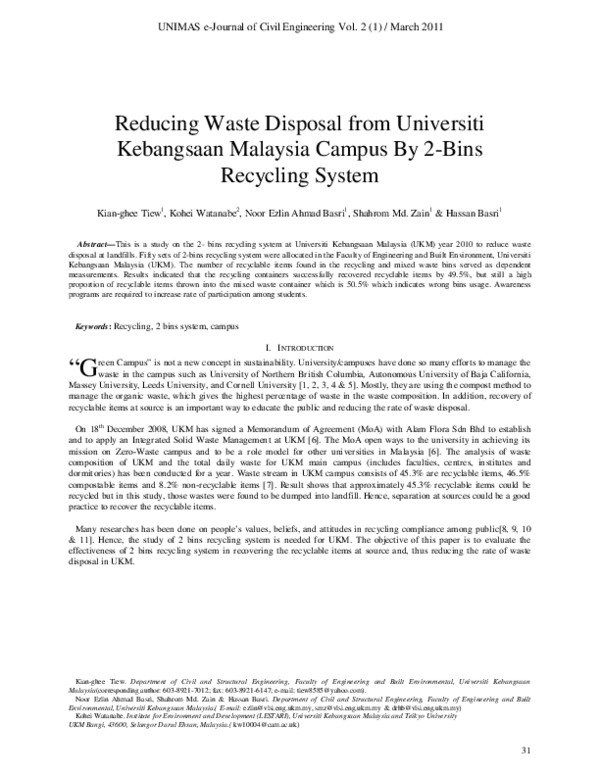 (PDF) Reducing Waste Disposal from Universiti Kebangsaan Malaysia ...