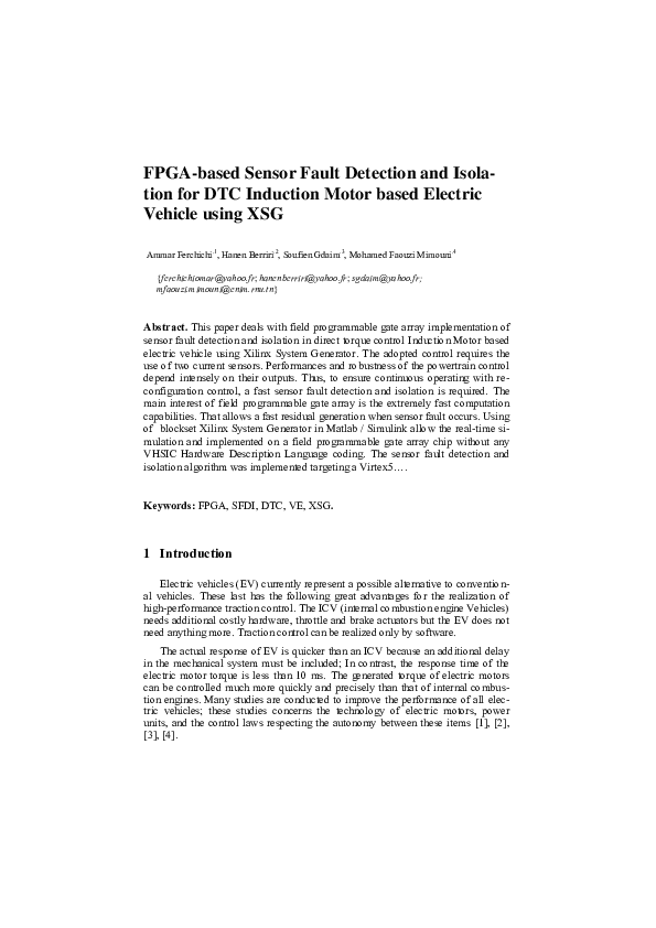 Pdf Fpga Based Sensor Fault Detection And Isola Tion For Dtc