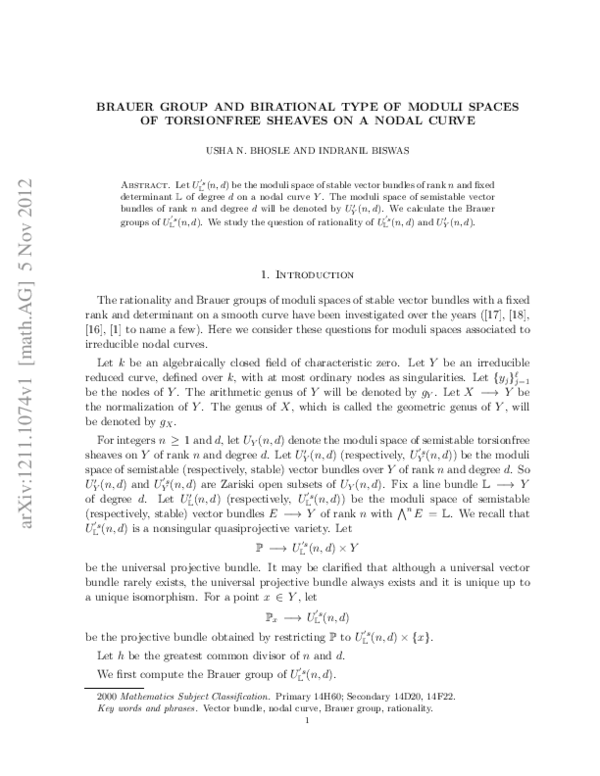 Pdf Brauer Group And Birational Type Of Moduli Spaces Of Torsionfree