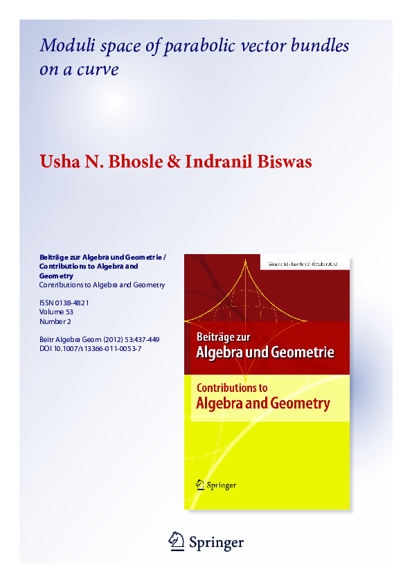 Pdf Moduli Space Of Parabolic Vector Bundles On A Curve
