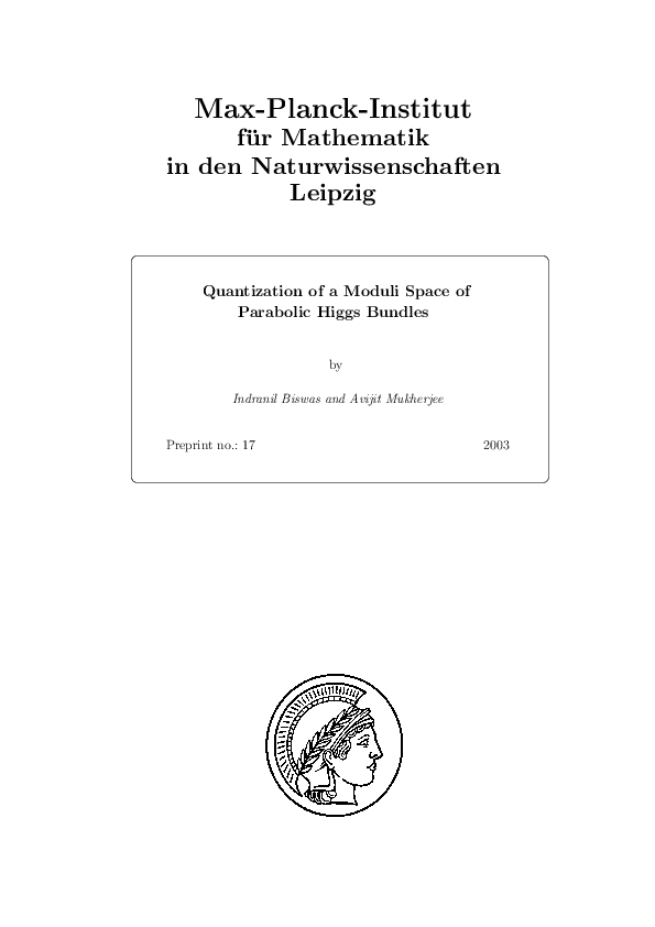 Pdf Quantization Of A Moduli Space Of Parabolic Higgs Bundles