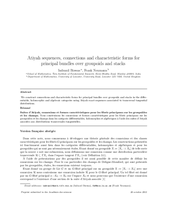(PDF) Atiyah sequences, connections and characteristic forms for ...
