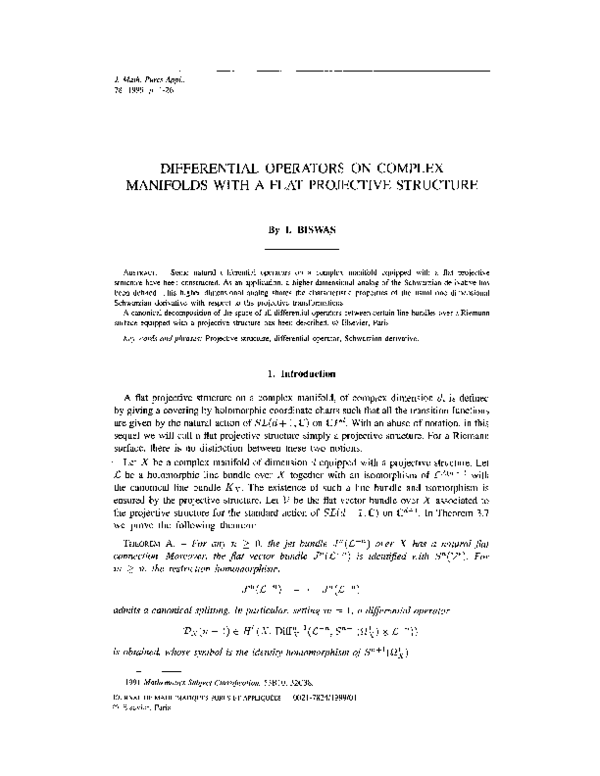 (PDF) Differential operators on complex manifolds with a flat ...