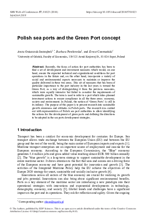(PDF) Polish sea ports and the Green Port concept