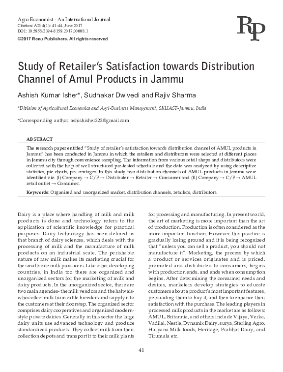 (PDF) Study of Retailer's Satisfaction towards Distribution Channel of ...