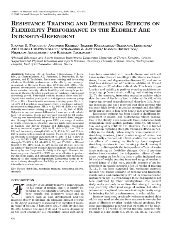 (PDF) RESISTANCE TRAINING AND DETRAINING EFFECTS ON FLEXIBILITY ...