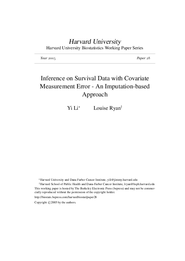 (PDF) Inference on Survival Data with Covariate Measurement Error - An Imputation-based Approach