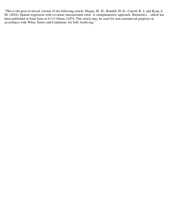 (PDF) Spatial regression with covariate measurement error: A semi-parametric approach