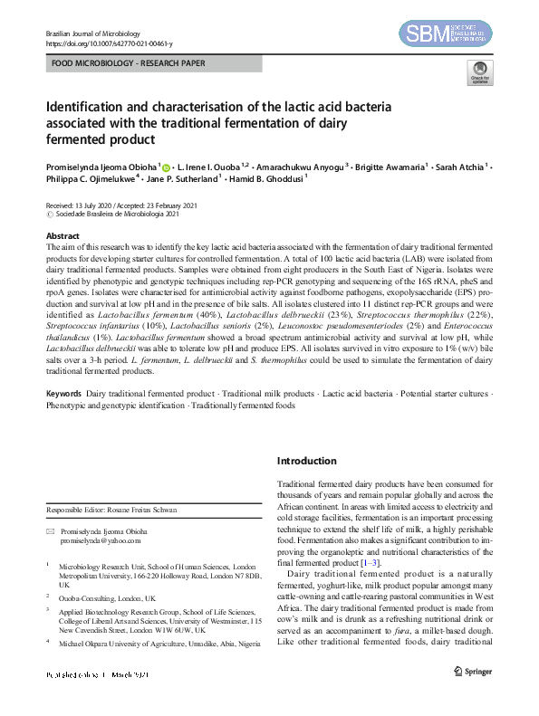 (PDF) Identification and characterisation of the lactic acid bacteria ...