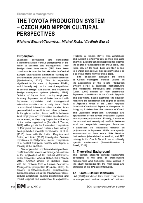 (PDF) The Toyota production system – Czech and Nippon cultural perspectives
