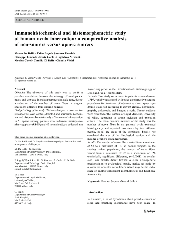 (PDF) Immunohistochemical and histomorphometric study of human uvula ...
