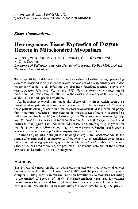 (PDF) Heterogeneous tissue expression of enzyme defects in ...