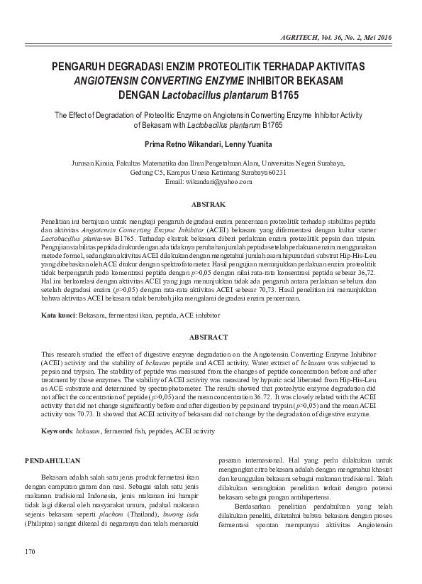 (PDF) PENGARUH DEGRADASI ENZIM PROTEOLITIK TERHADAP AKTIVITAS ...