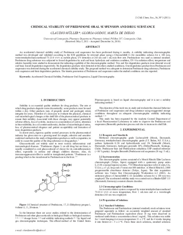 (PDF) Chemical Stability of Prednisone Oral Suspension and Drug Substance