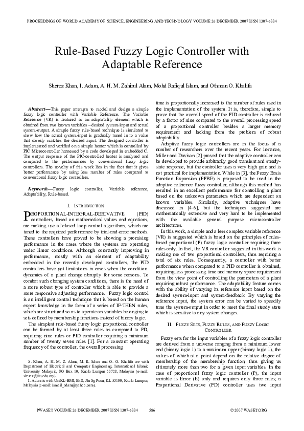 (PDF) Rule-Based Fuzzy Logic Controller with Adaptable Reference