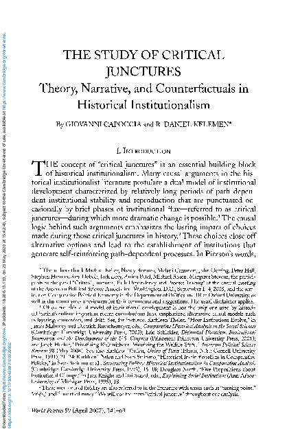 (PDF) The study of critical junctures: Theory, narrative, and ...