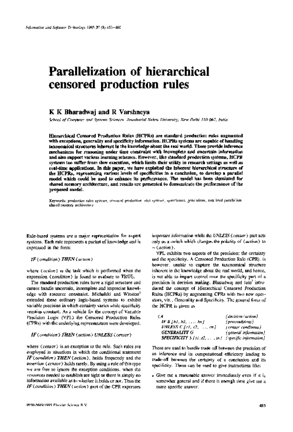 (PDF) Parallelization of hierarchical censored production rules