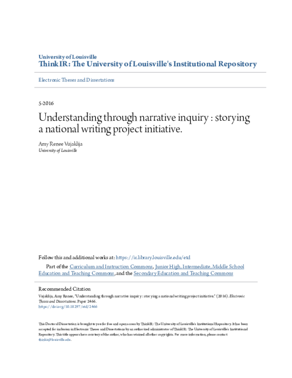 (PDF) Understanding through narrative inquiry : storying a national ...