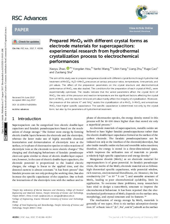 (PDF) Prepared MnO2 with different crystal forms as electrode materials ...