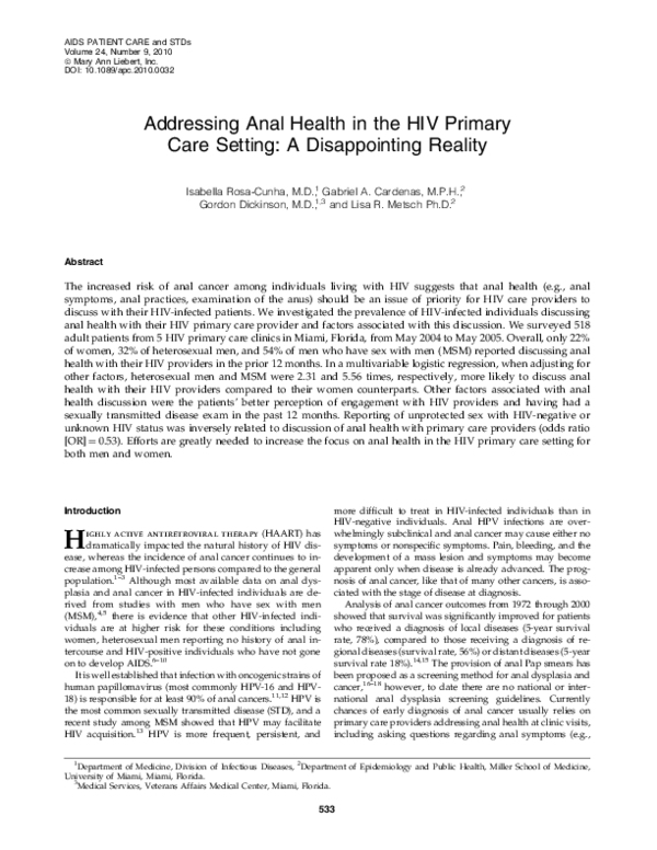 (PDF) A Case Illustration About the Importance of Integrating Women’s Anal Health in an HIV ...