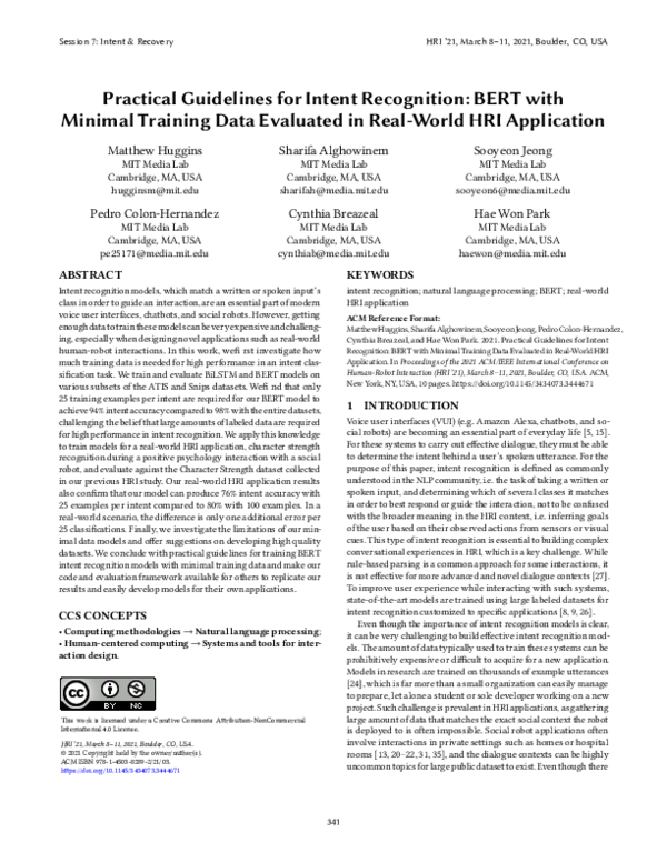 (PDF) Practical Guidelines for Intent Recognition